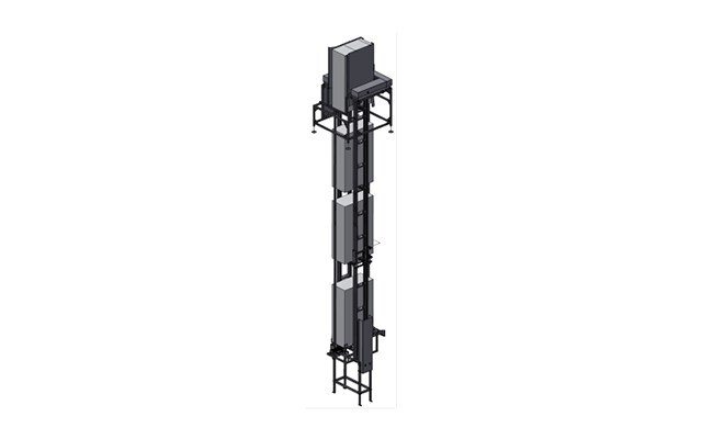 AQU Elevator system for lids: Storage & distribution for fish processing